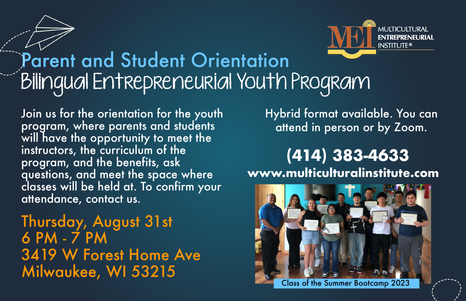 Youth Program Fall Cohort → Multicultural Entrepreneurial Institute